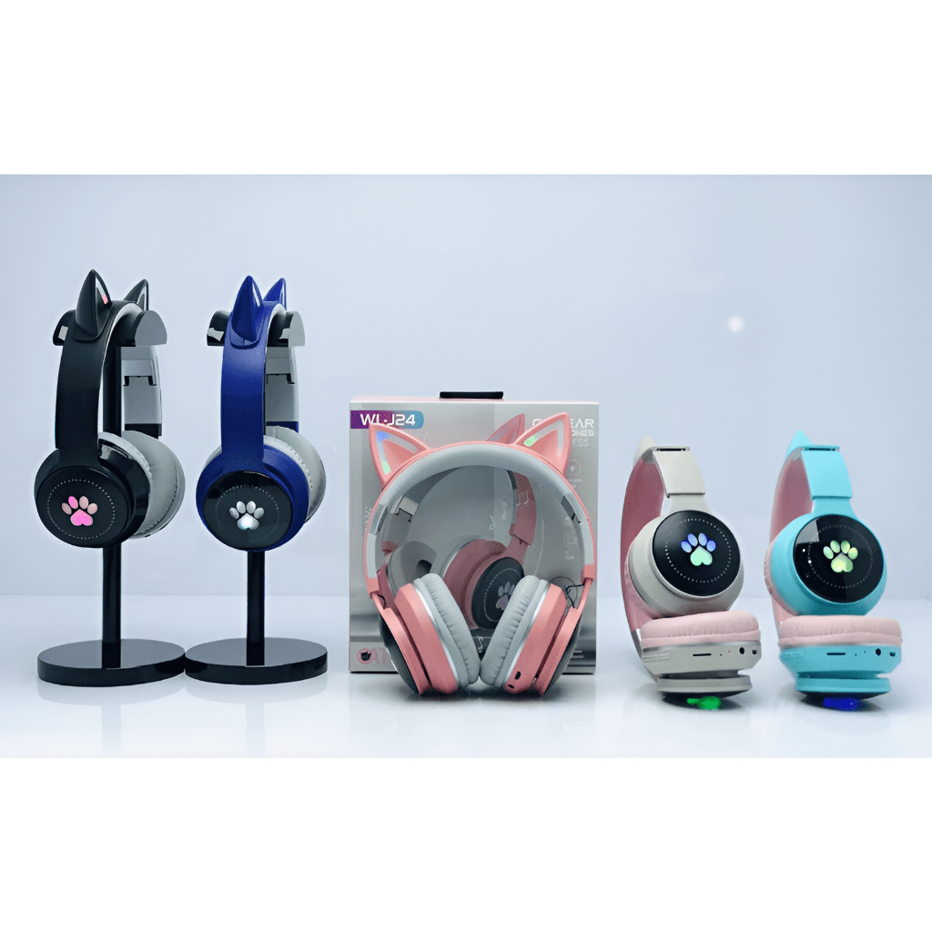 Fone De Ouvido Gatinho orelhas e patas iluminadas sem fio CAT WL-J24 ...