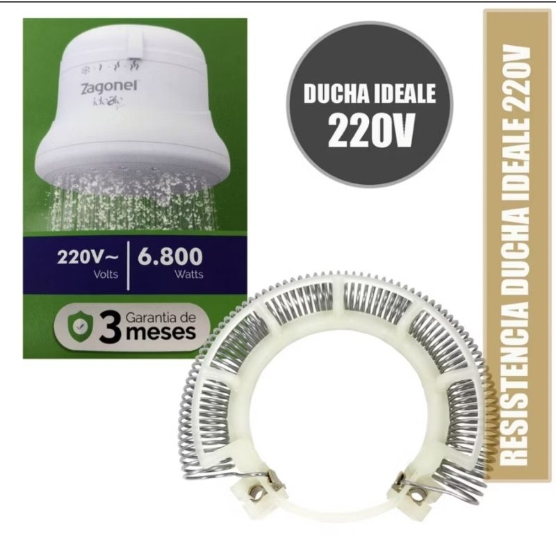 RESISTENCIA DE CHUVEIRO DUCHA IDEALE PLUS E FLUIR 220V 6800W ZAGONEL ...