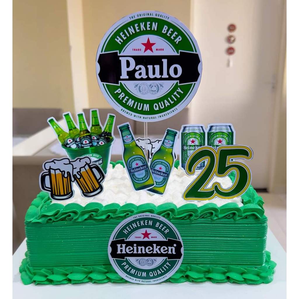 TopoTopper Bolo Heineken Personalizado | Shopee Brasil