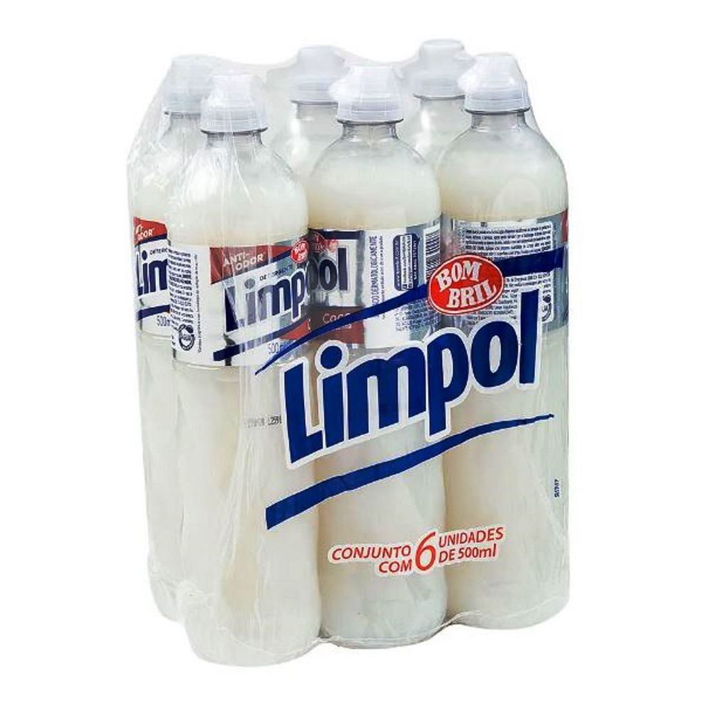 detergente limpol coco com glicerina pack 6 unidades de 500ml | Shopee ...