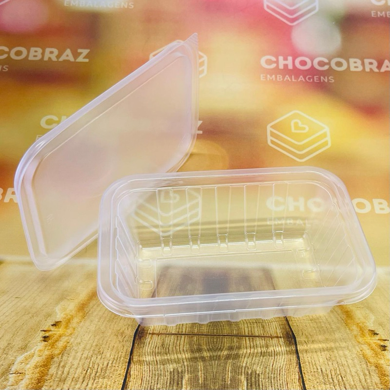 Kit 24~120 Unid. Pote Plastico Retangular Descartável 250 ml ou 500 ml Microondas Freezer ...