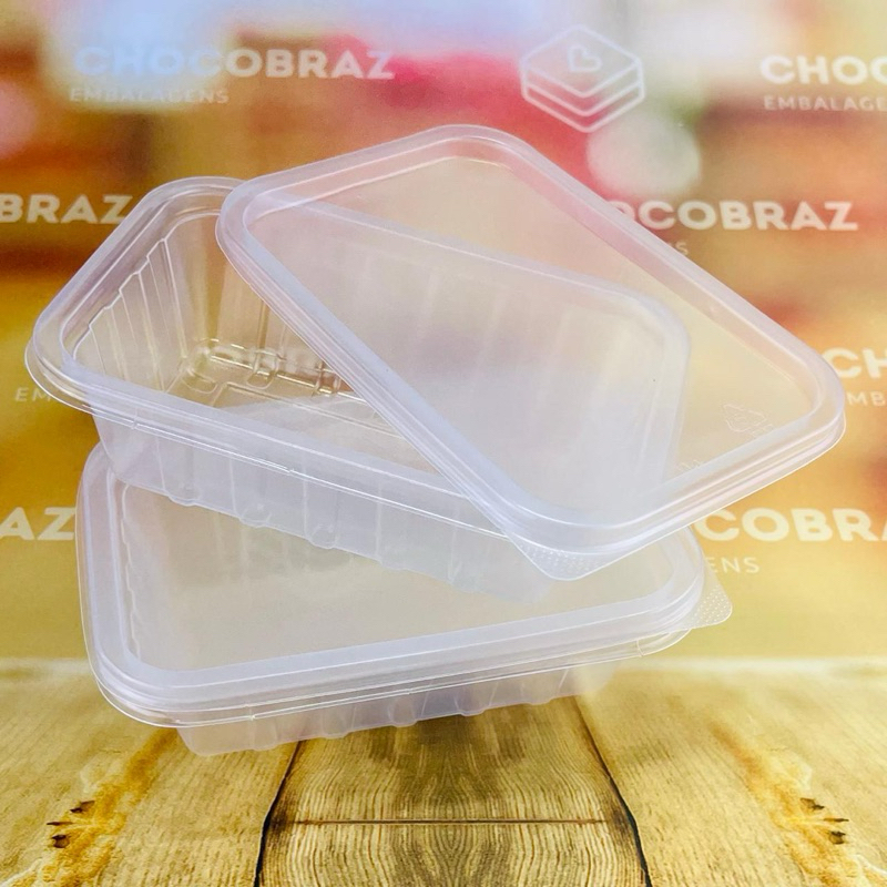 Kit 24~120 Unid. Pote Plastico Retangular Descartável 250 ml ou 500 ml Microondas Freezer ...