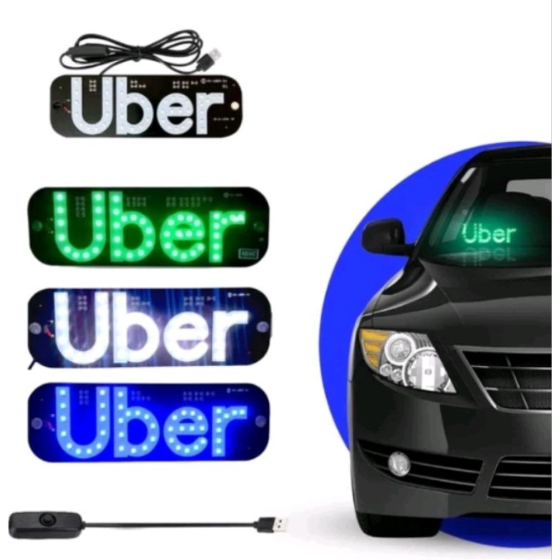 Placa UBER Painel Letreiro Luminoso LED Vidro Para-brisa | Shopee Brasil