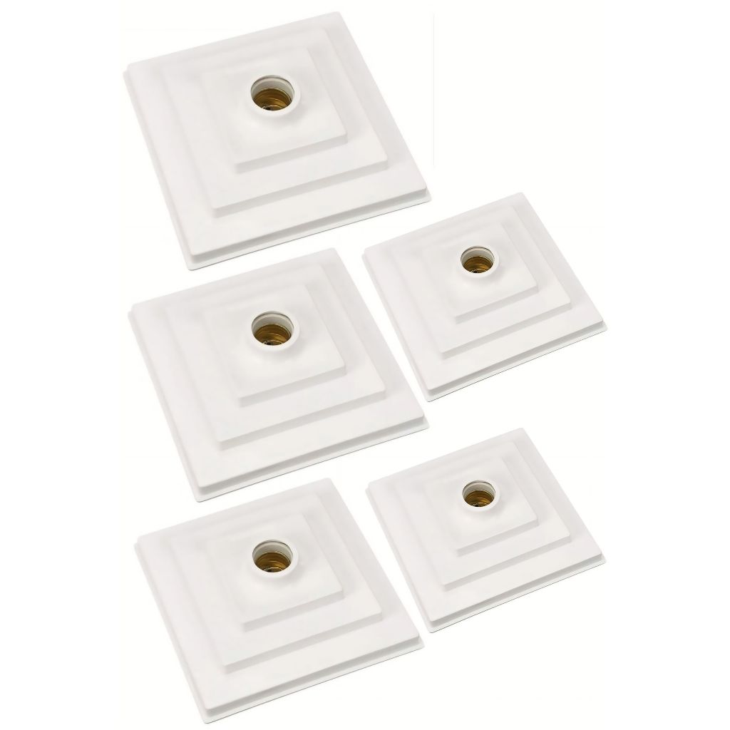 Kit 05 Plafon Quadrado Pavilonis PQ Soquete E27 Plafonier PVC Branco ...