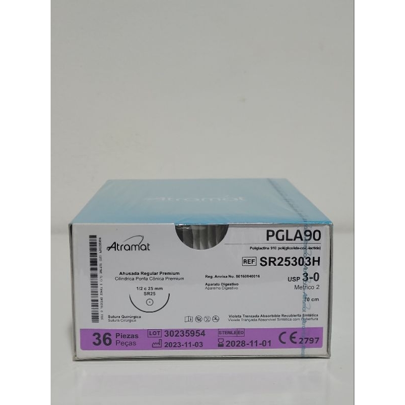 Fio de sutura absorvível PGLA 3-0 1/2 C 25 mm c/ 36 Env. - ATRAMAT ...