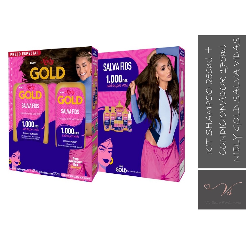 Kit Niely Gold Salva Fios Shampoo (250ml) + Condicionador (175ml ...