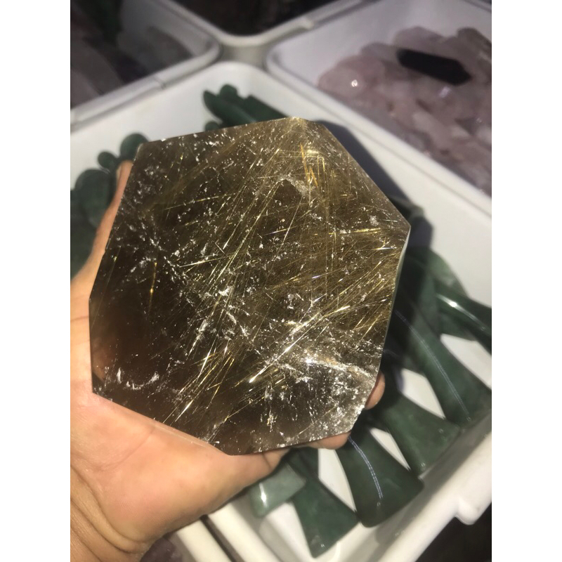 quartzo cristal com rutilo 1,320 kg aproximadamente 12 x 10 cm | Shopee ...