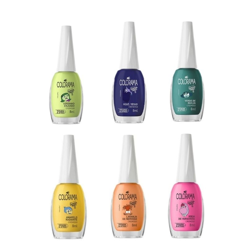 KIT 6 CORES ESMALTES COLEÇÃO COLORAMA DIVERTIDAMENTE + BRINDE | Shopee ...