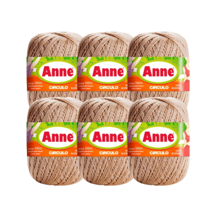 Kit 06 Novelos Anne 500 Porcelana 7684 Círculo 100% Algodão Mercerizado ...