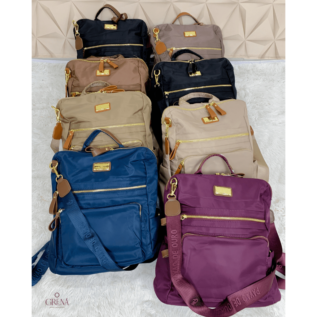 Mochila e Bolsa 2 em 1 Premium Luxo Nylon Impermeável da Pavão de Ouro Transversal Tira Colo ...