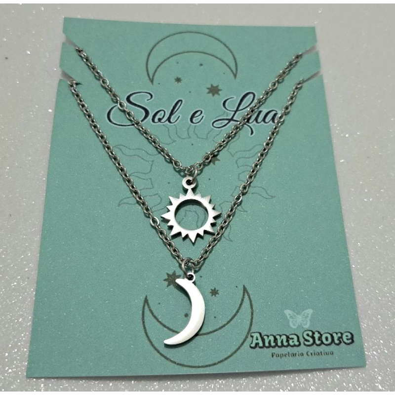 Colar Sol e Lua - Colar Amizade - Kit 2 Colares - Aço Inoxidável ...