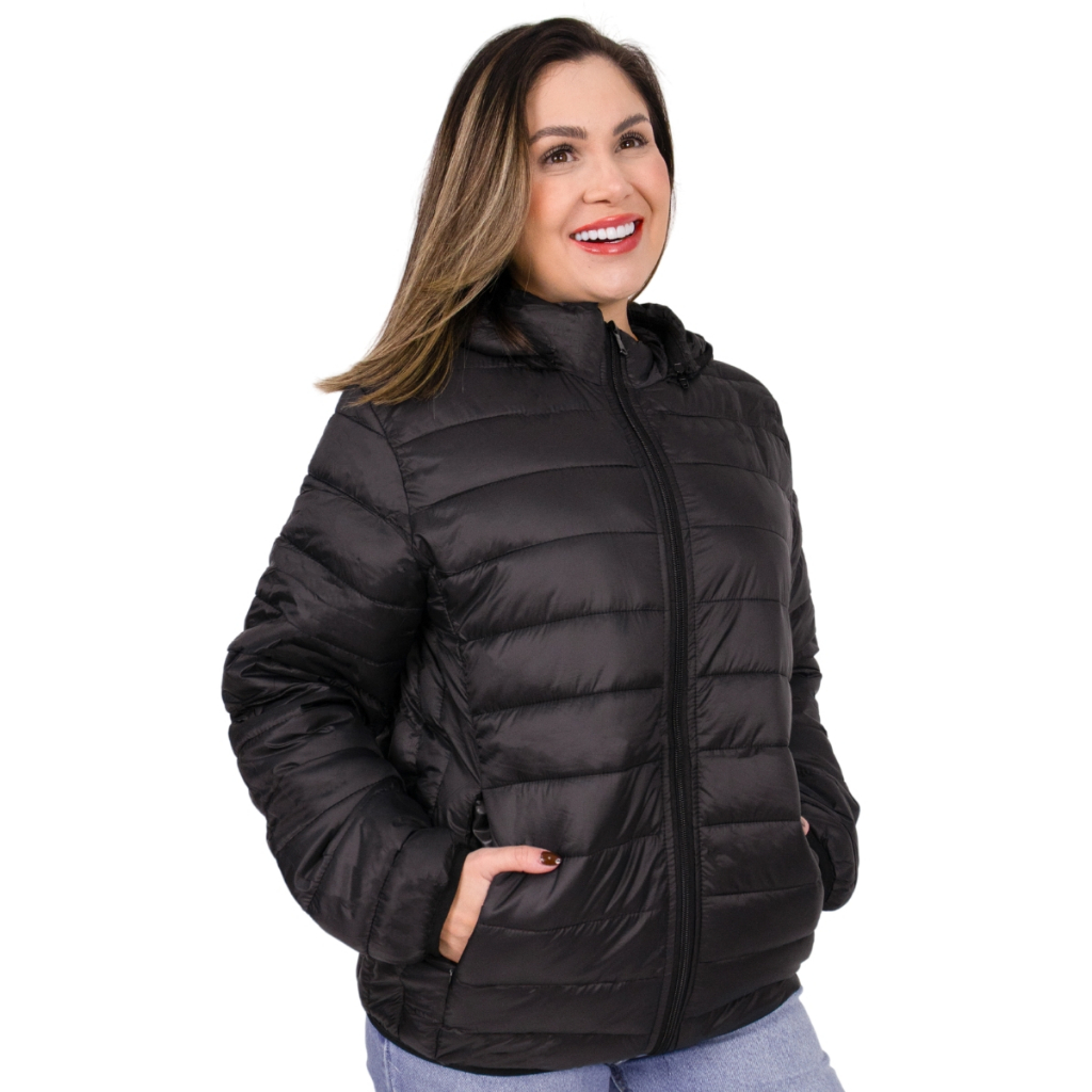 Jaqueta Puffer Feminino Casaco De Frio Bobojaco Com Capuz Removível ...
