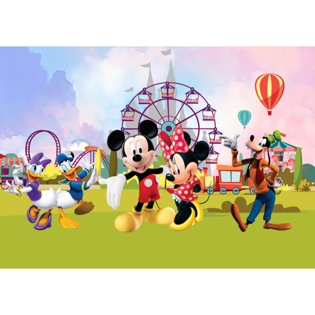 Painel De Festa Retangular 1,50x1,00 Parque Turma do Mickey Horizontal ...