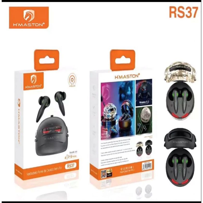 Fone Sem Fio Capacete Wireless Rs37 Hmaston Bluetooth Gamer Cor Preto ...