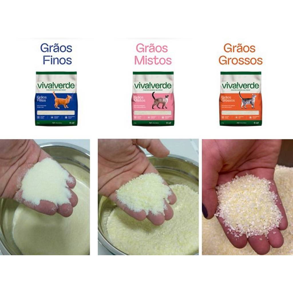 Areia Biodegradável para gatos 4kg Viva Verde Grãos variados- Finos, grossos e mistos-ACOMPANHA ...