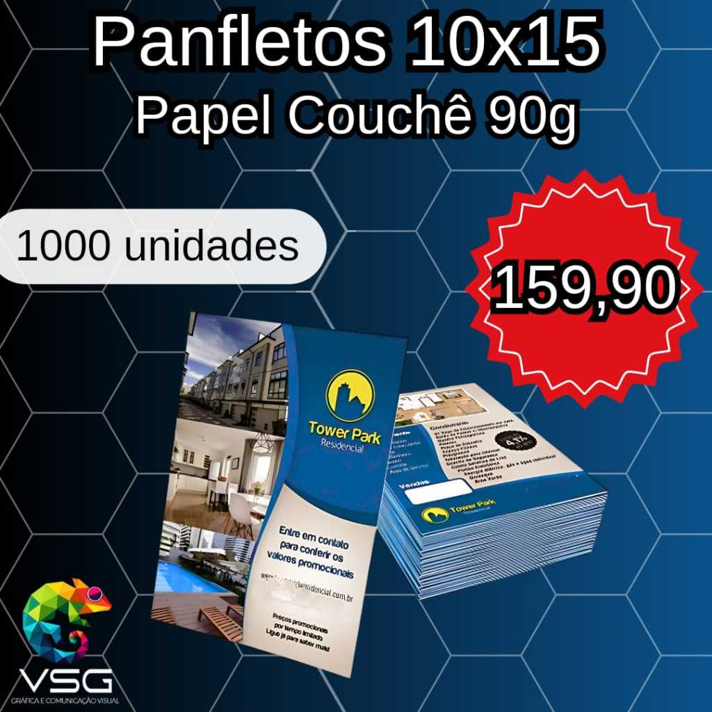 Mil un, panfletos 10x15 Papel couchê 90g impressão apenas frente ou ...