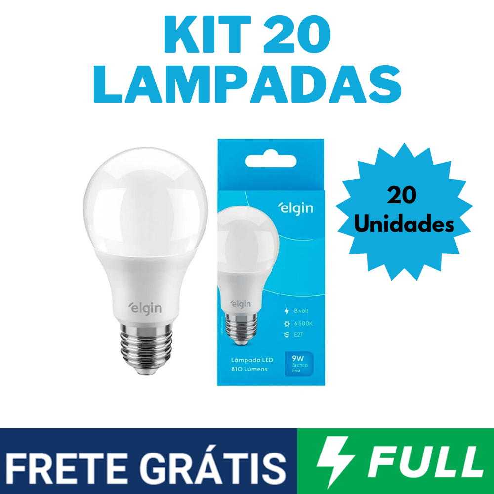 Kit 20 Lampadas Economica Bulbo 9w 6500k Escritório Residencial | Shopee Brasil