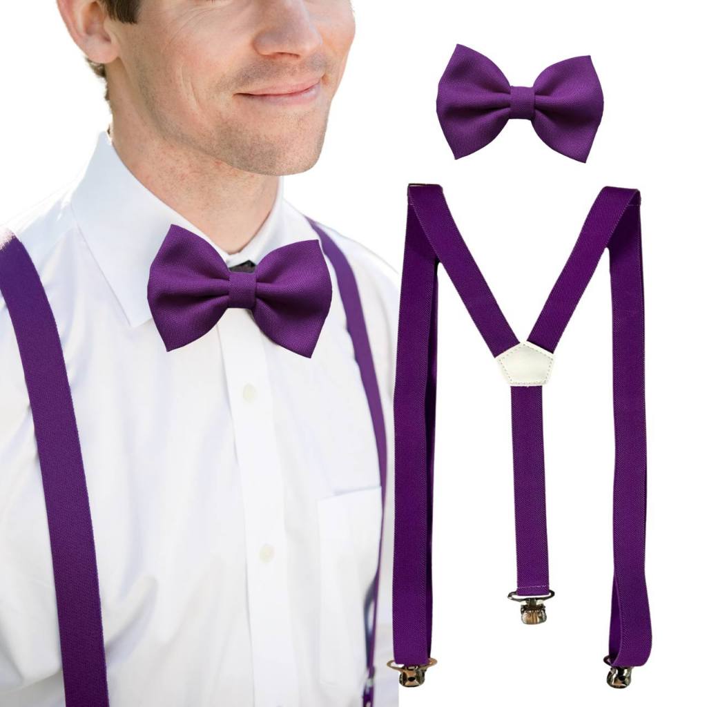 Suspensório e Gravata Borboleta Roxo Adulto Sofisticado Noivo Padrinho ...