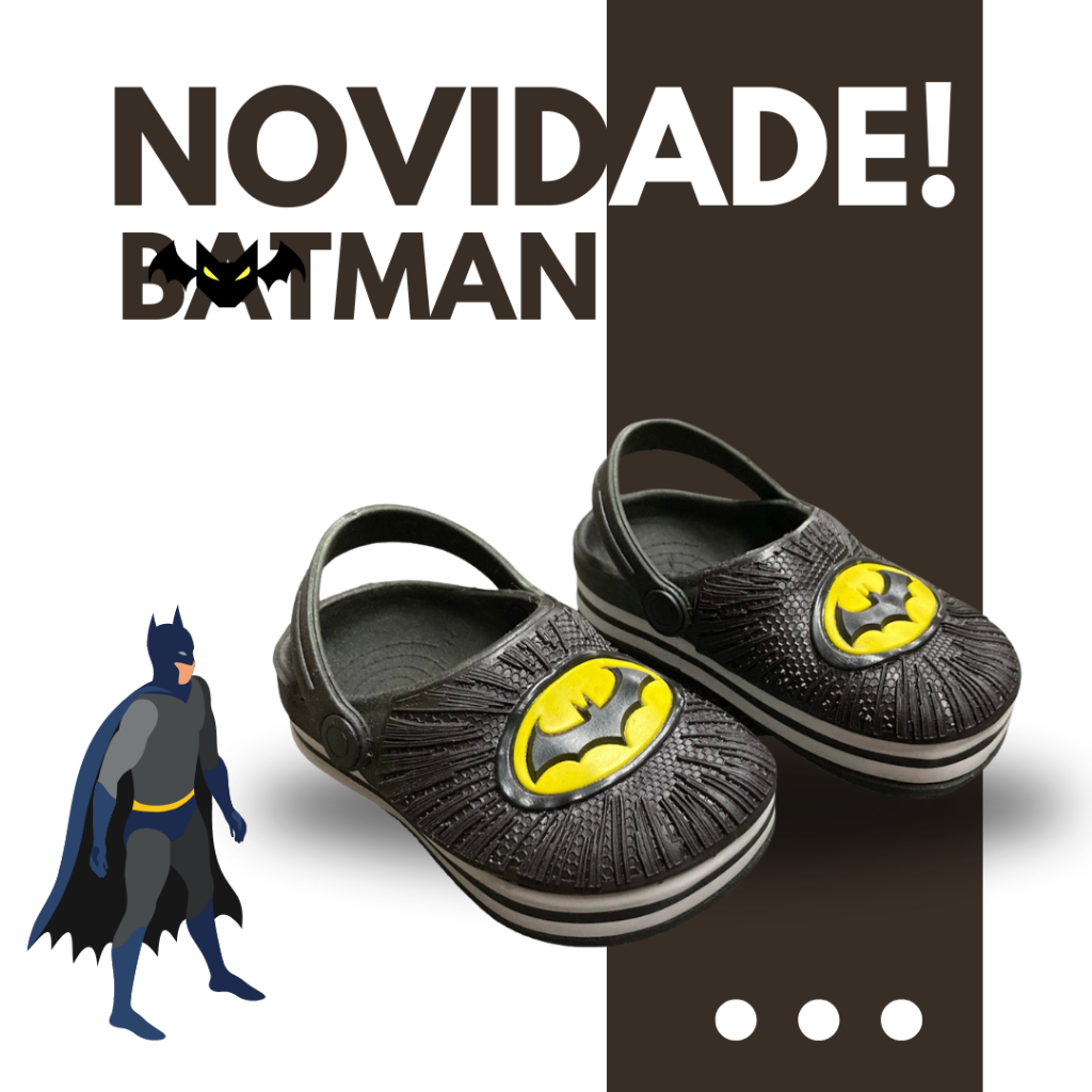 LANÇAMENTO Sandália Babuche Crocs Infantil Menino Masculino Batman Bat ...