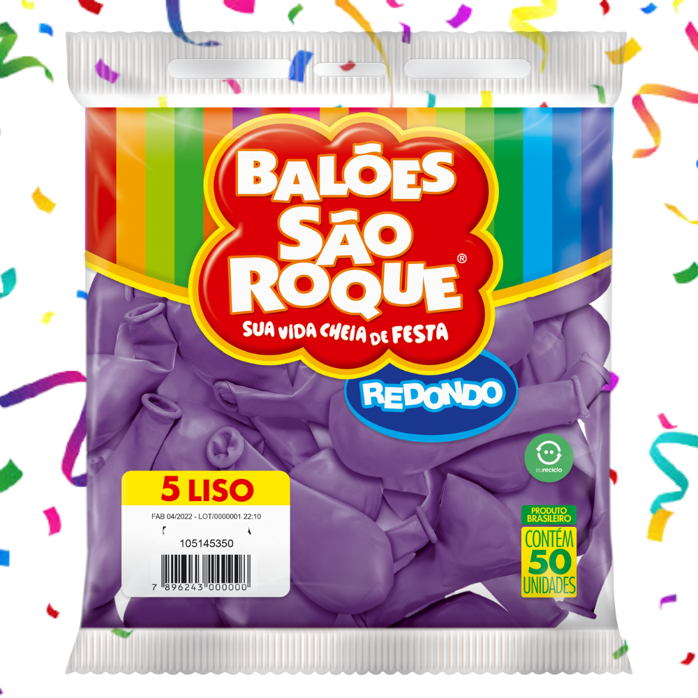 Balão Redondo Latex Bexiga N°5 Decorativa 50 Unidades Roxo Ametista Festa Aniversário São Roque ...