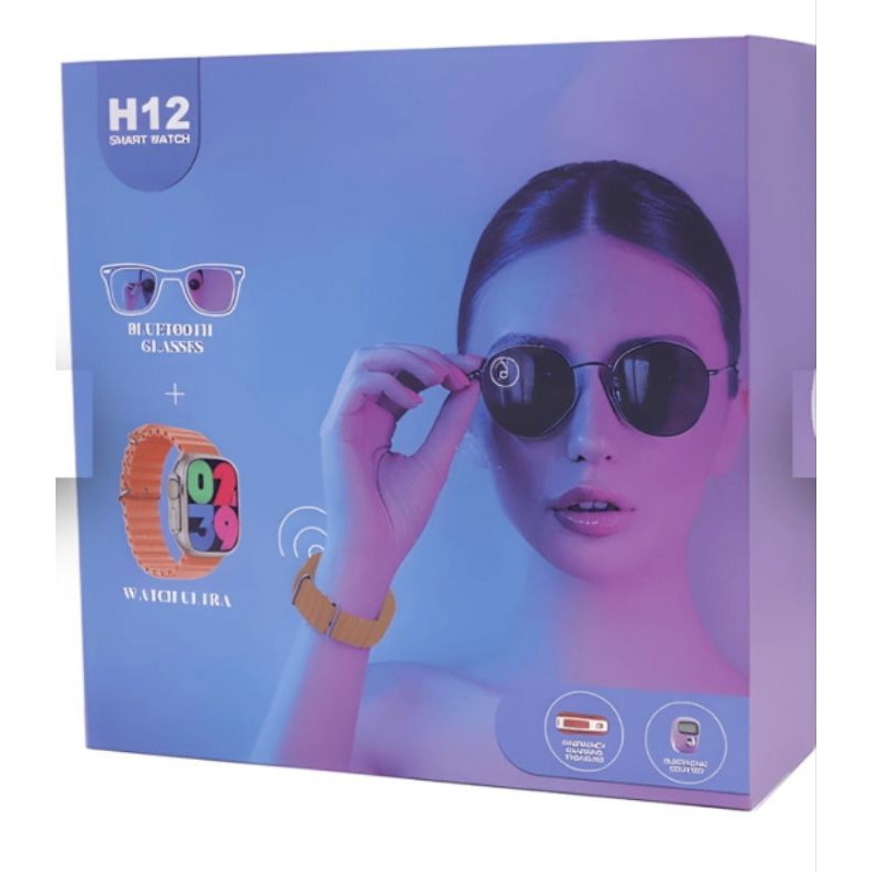 Combo H12: Smartwatch Ultra 8 Multifuncional& Óculos Bluetooth ...
