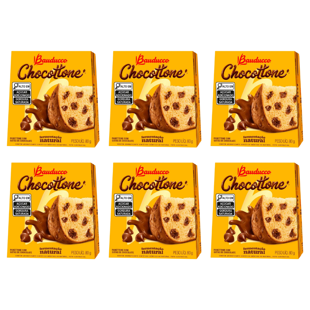 Kit 6 unidades Chocottone Bauducco Chocolate Chocotone 400g | Shopee Brasil