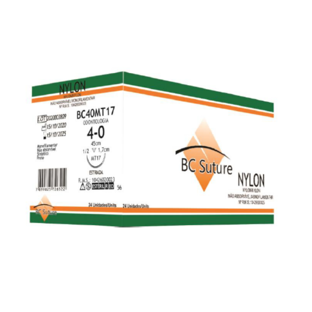 FIOS DE SUTURA NYLON 4-0 AG 1/2 COR 1,7 45CM BIOLINE | Shopee Brasil
