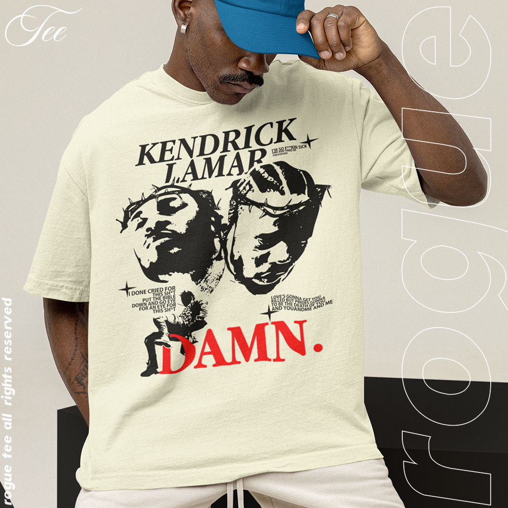 Camiseta Camisa Algodao Kendrick Lamar Damn Album Rapper Graphic Tee ...
