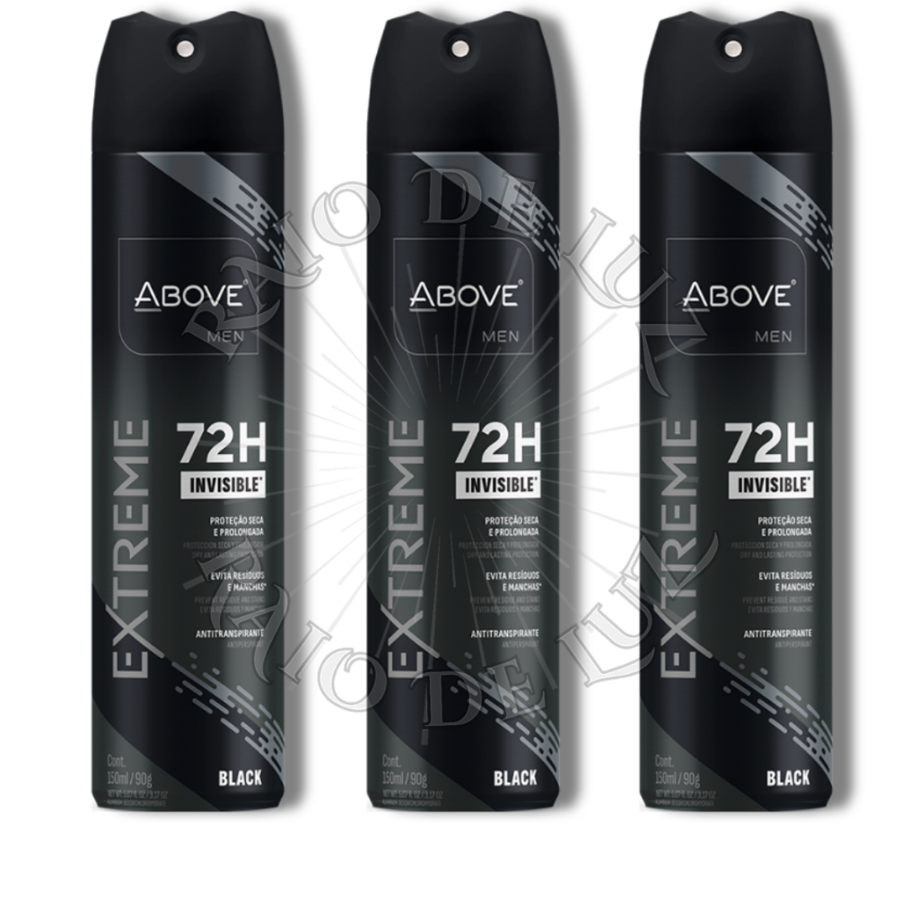 Kit 3 Desodorante Above Men Extreme Black Antitranspirante Aerosol ...