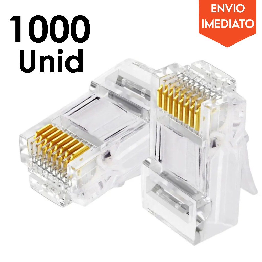 Conector Cabo de Internet RJ45 Cat5e Cristal Exbom 1000 Unidades ...