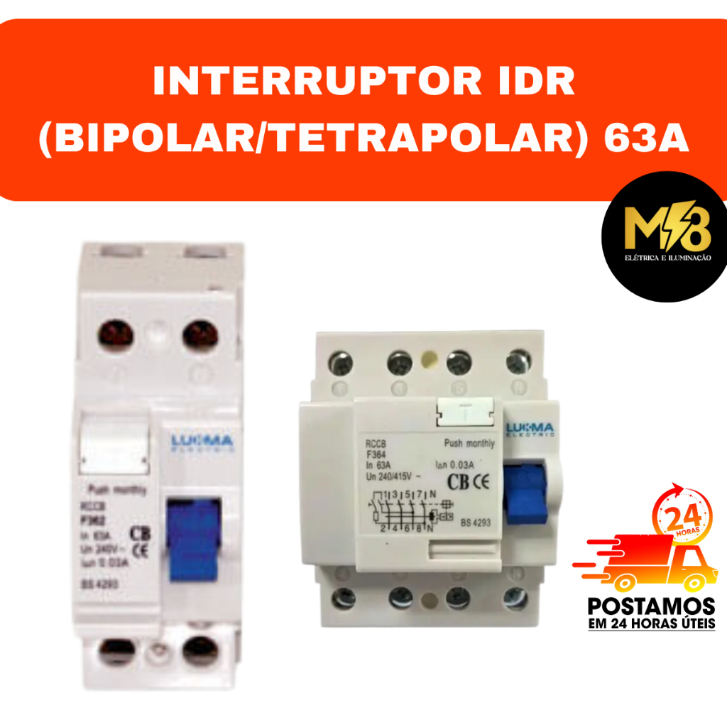 IDR BIPOLAR E TRIPOLAR 30MA 63AMP F362-63 LUKMA | Shopee Brasil
