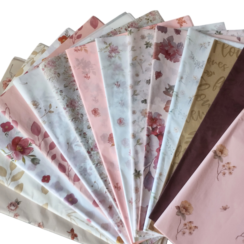 Papel de Seda Estampado Flores 50x35cm com 25 ou 50 Folhas | Shopee Brasil