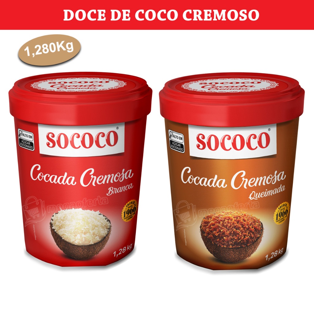 Cocada Branca ou Queimada Cremosa Sococo - Sobremesa - Recheio - Pote 1 ...