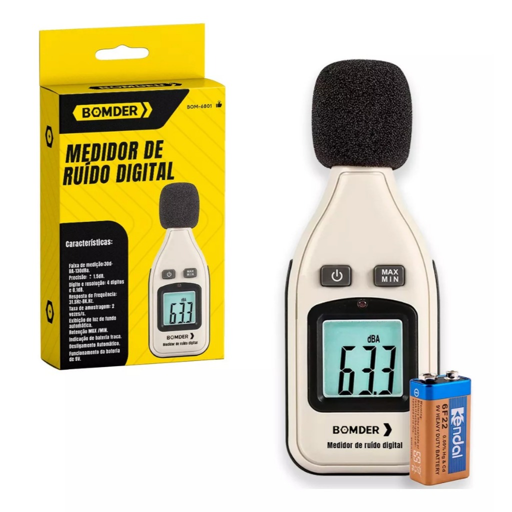 MEDIDOR DE RUÍDO DIGITAL BOM-6801 | Shopee Brasil