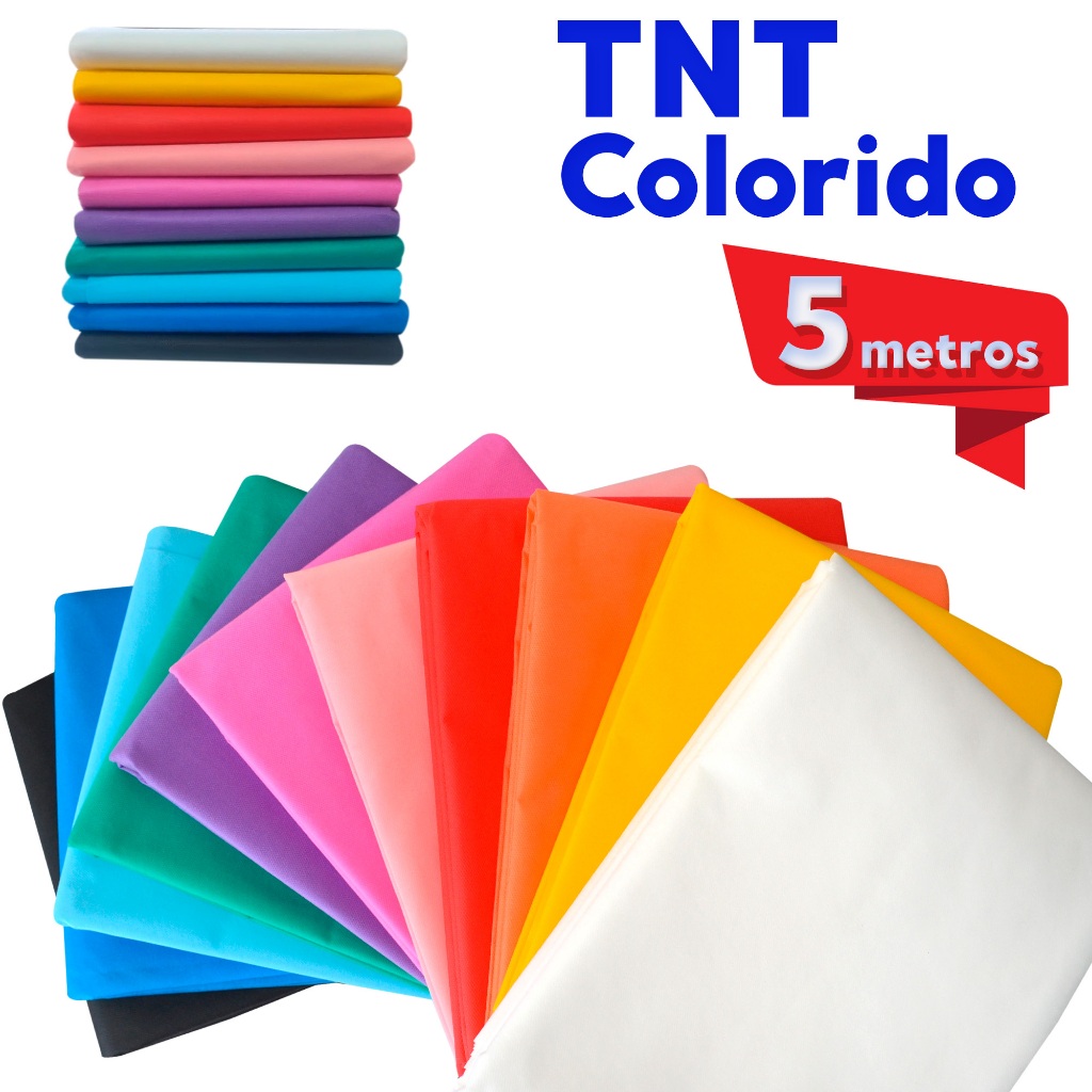 TNT Liso Colorido com 5 metros - 1,40m largura 40gm com Excelente ...