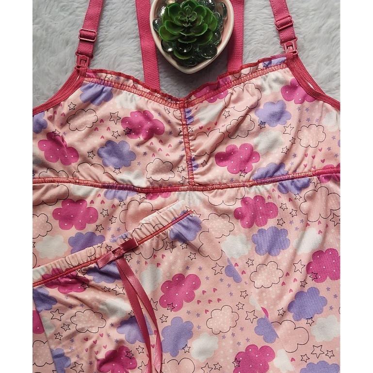 Baby Doll Amamentação Gestante Confortável Click Abertura segura short ...