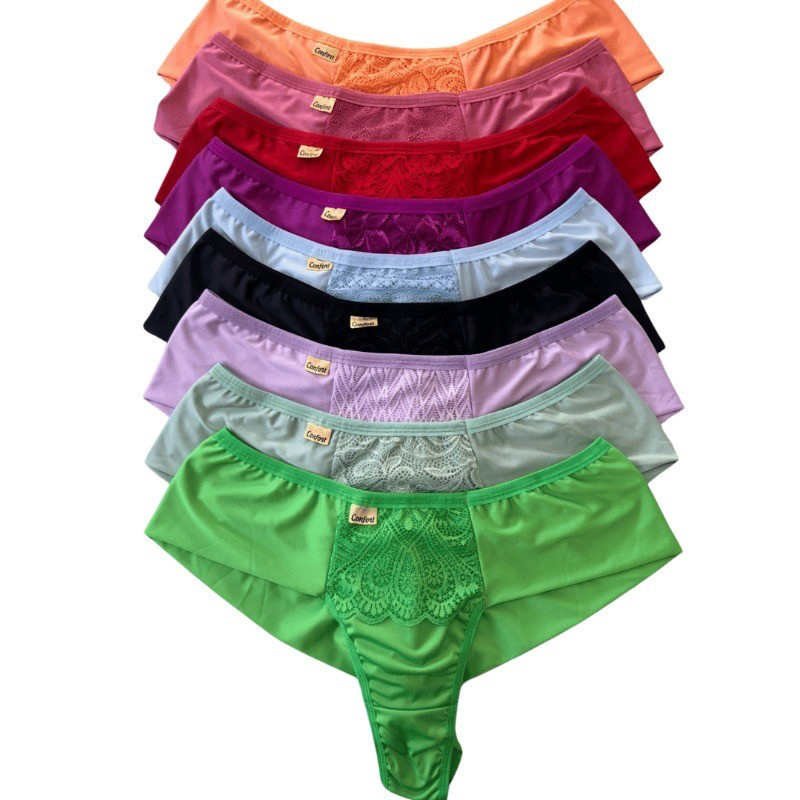 KIT com 5 Calcinhas Fio Plus Size com Lateral Larga Conforto Lingerie ...