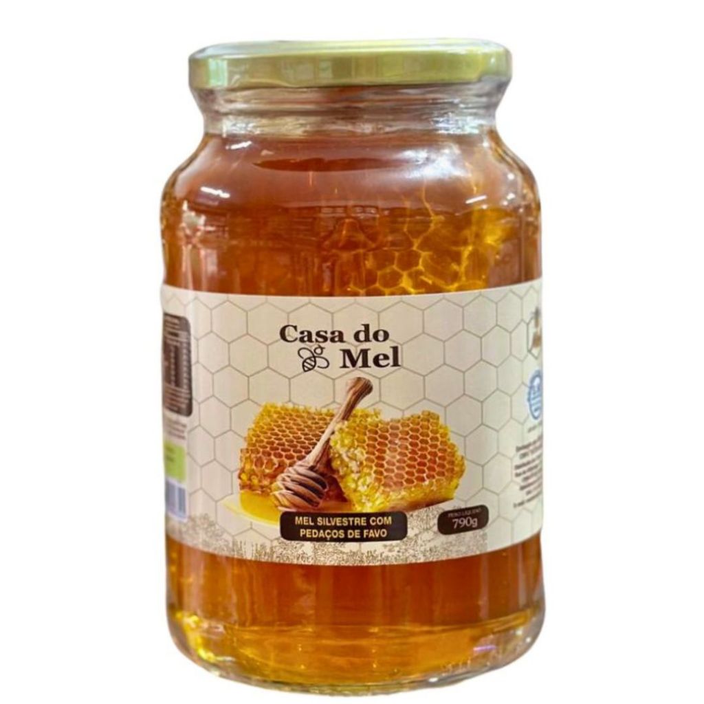 Mel Puro de abelha com Favo 100% natural 790g | Shopee Brasil
