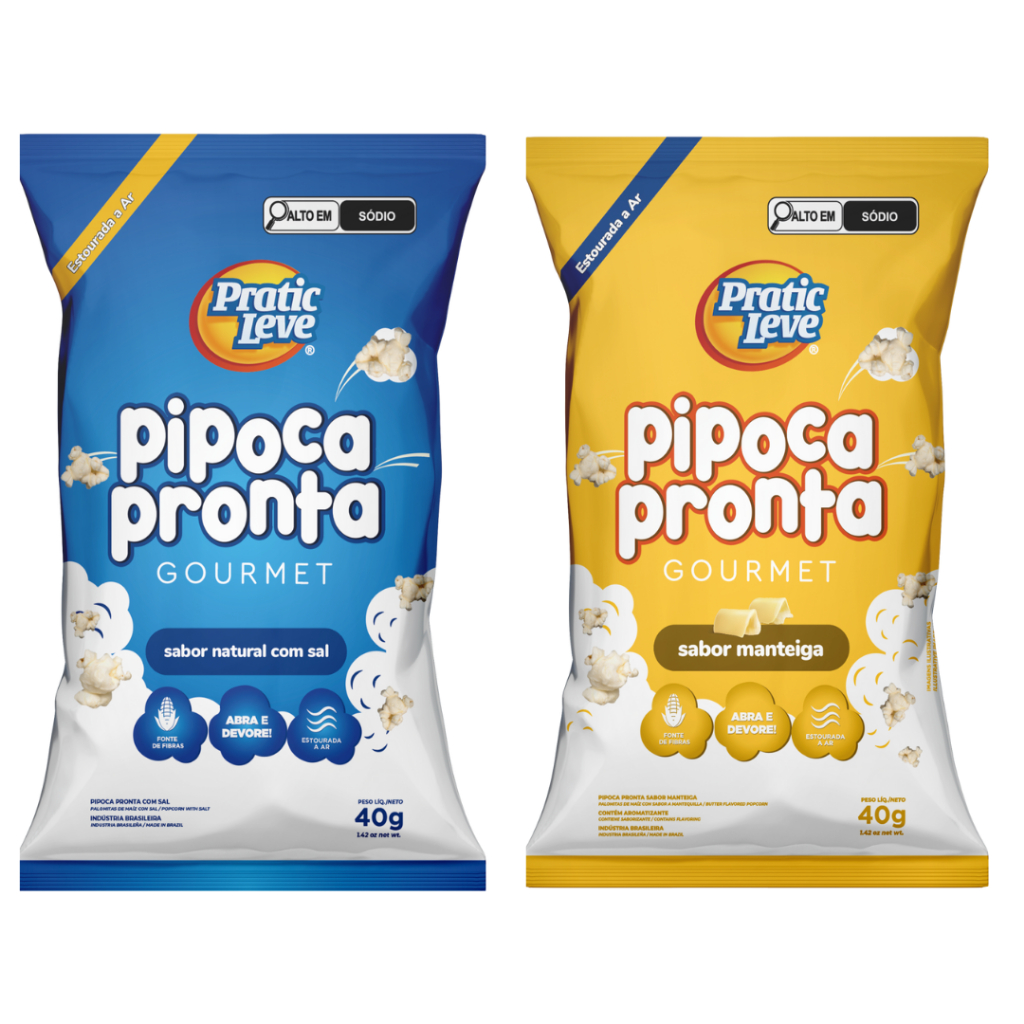 KIT DE 60 PIPOCA PRONTA PRATIC LEVE 40G SABOR MANTEIGA E NATURAL ...