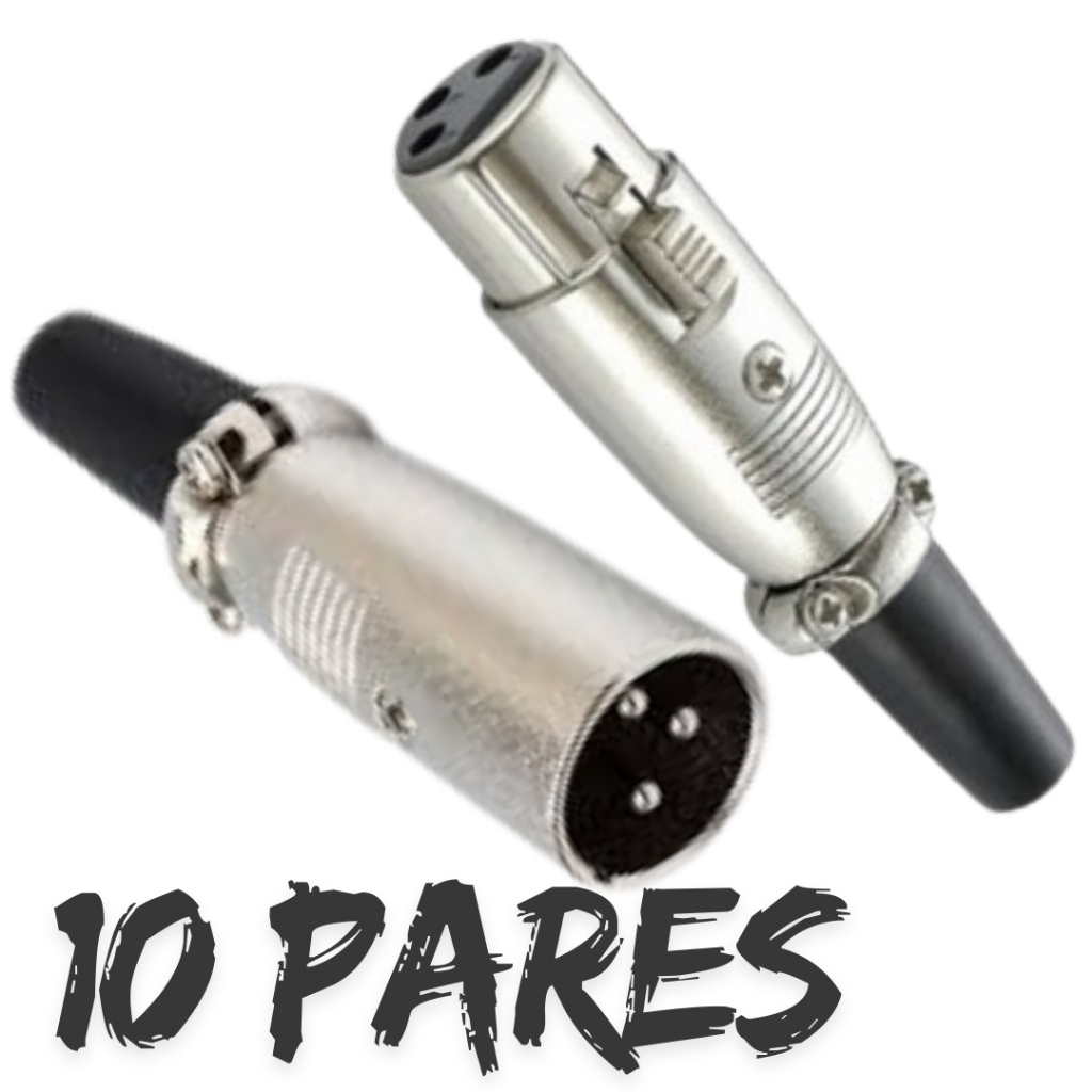 20X Conector Plug XLR Canon Femea Metal + XLR Canon Macho Metal (Pacote ...