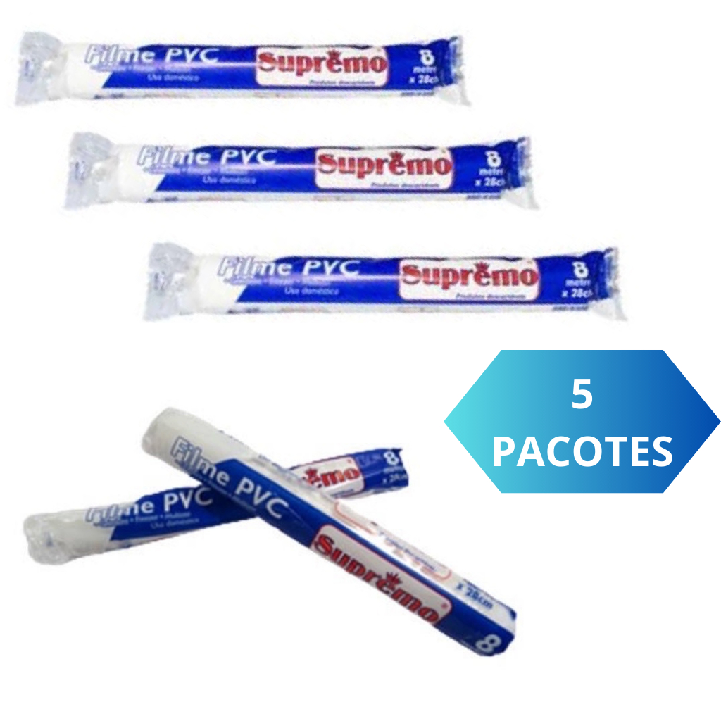 KIT 5 Plástico Filme PVC Rolo de Filme PVC Transparente Supremo 28cm x ...