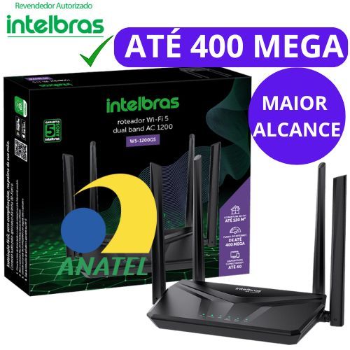 ROTEADOR WIFI INTELBRAS 4 ANTENAS ATÉ 400 MEGA WI-FI 120 M2 DE ALCANCE ...