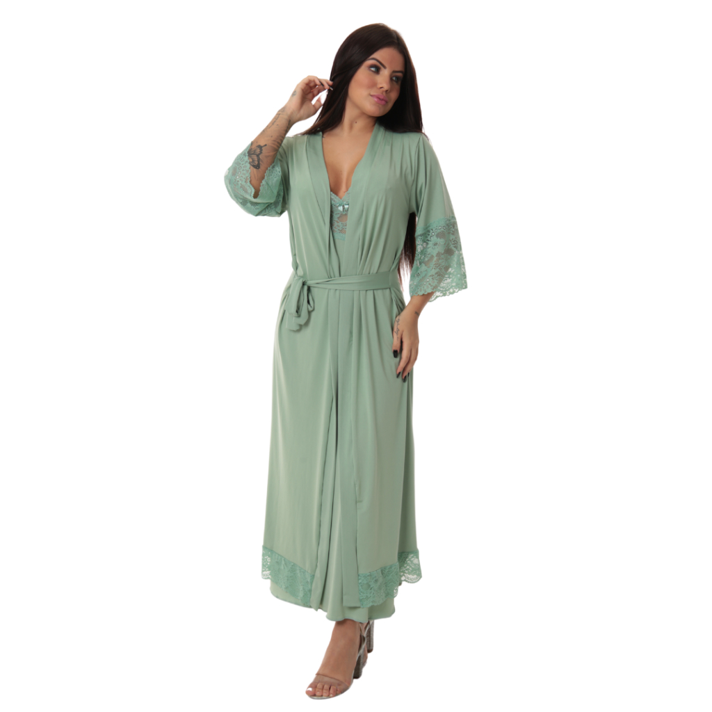 ROBE NOIVA FEMININO ROUPÃO DE RENDA LUXO HOBE | Shopee Brasil