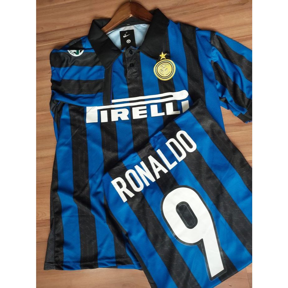 Camisa de Time Retro Ronaldo Fenômeno R9 Inter de Milão | Shopee Brasil