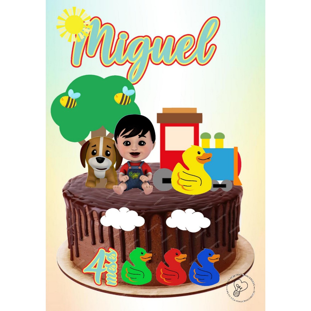 Topo de Bolo Personalizado com o Tema Bento e Totó | Shopee Brasil