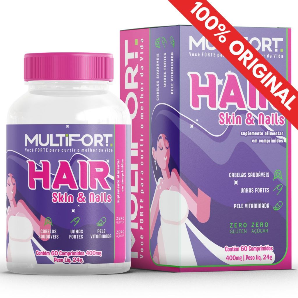 Cabelo Pele e Unha Biotina B2 B3 B5 B6 B7 B9 B12 Vitamina C Zinco - 60 ...