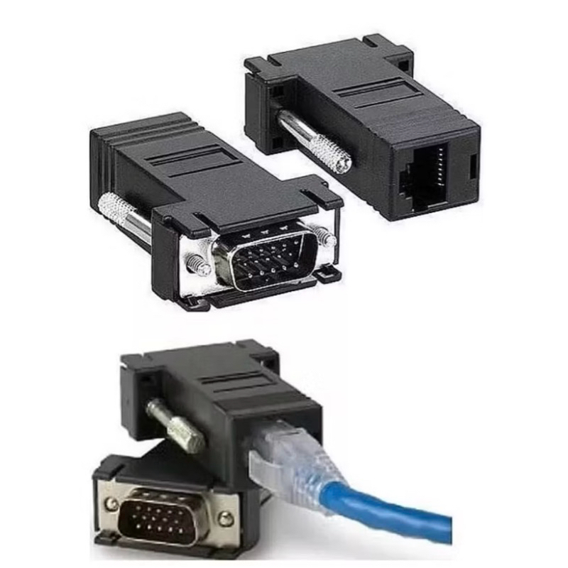 kit com 2 unidades Adaptador Extensor Vga Video Via Cabo Rede Rj45 ...
