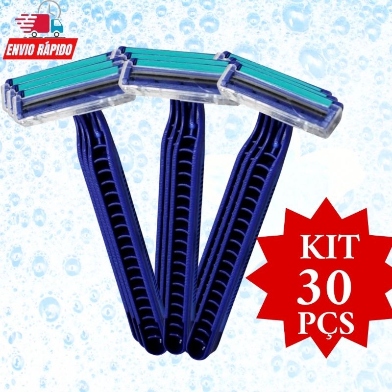 Kit Conjunto para Barbear 30 Peças Barbeador Prestobarba Descartável ...