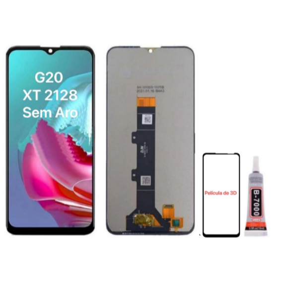 Tela Frontal Completo Touch Display Moto G20 Sem Aro E Com Aro Xt2128-1Pronta Entraga + Pelicula ...