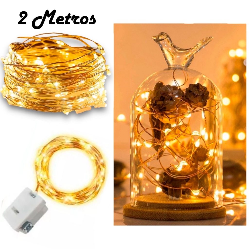 Kit 5 / 10 Fios Luz De Fada String Light 20 Super LEDS 2m 2 Metros Leds ...